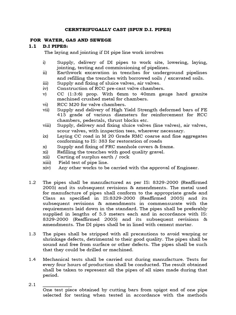 13 - Centifugally Cast Pipes | PDF | Pipe (Fluid Conveyance ...