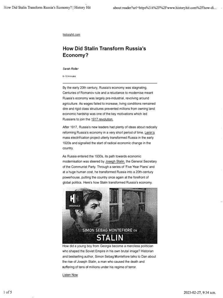 Russia How Did Stalin Transform Russias Economy | PDF | Joseph Stalin ...