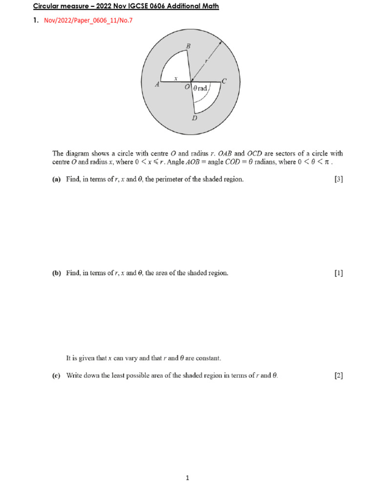 Rightpdf 2022N Circular Measure IGCSE 0606 Add Math Watermark | PDF