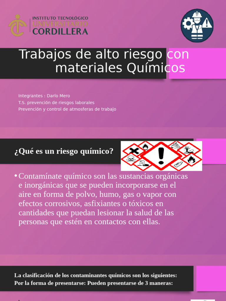 Trabajos de Alto Riesgo Con Materiales Químicos | PDF | Vapor | Fumar