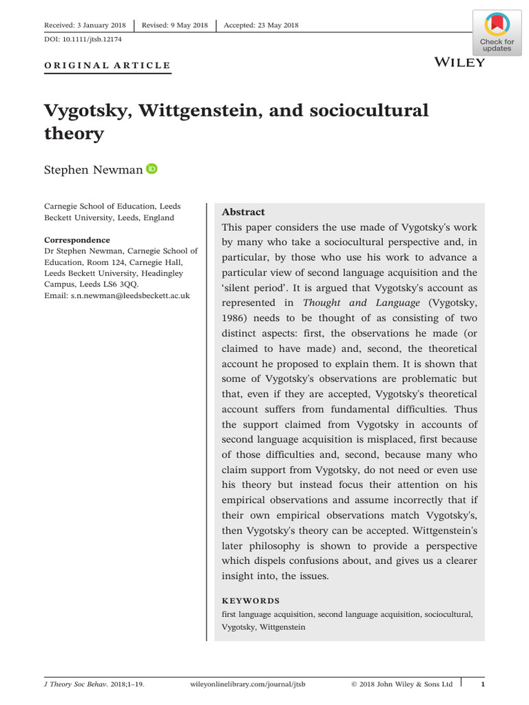 24-p19 (Vygotsky, Wittgenstein, and Sociocultural Theory) | PDF | Second Language Acquisition ...