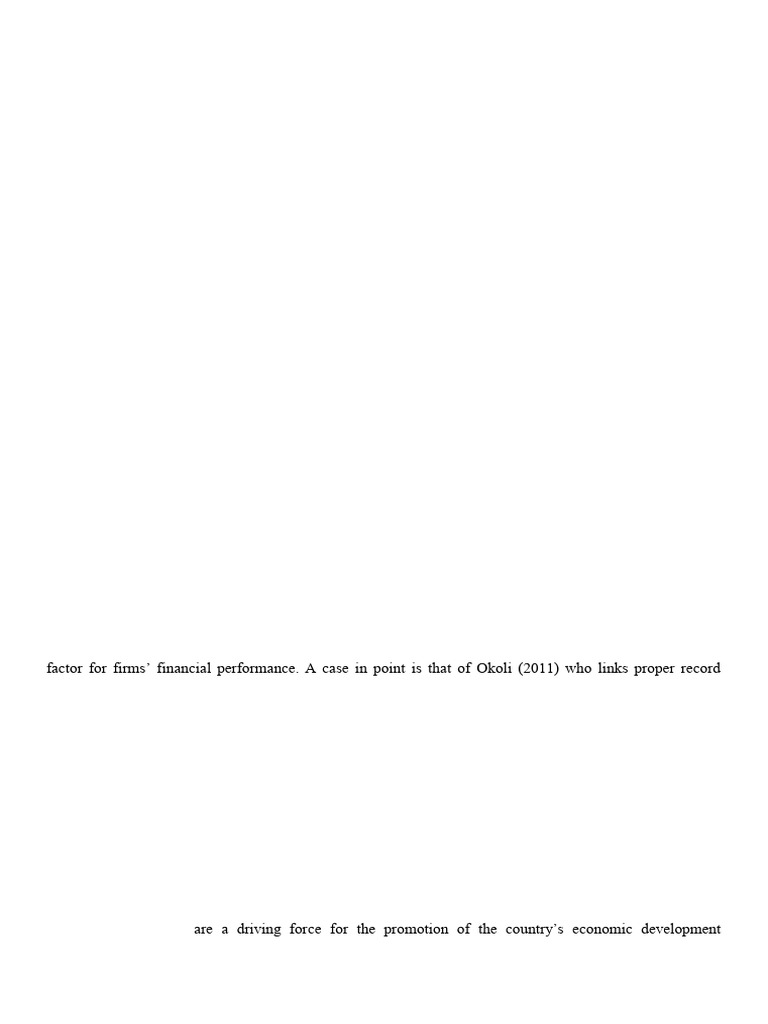 The Effect of Record Keeping On Financial Performance of An ...