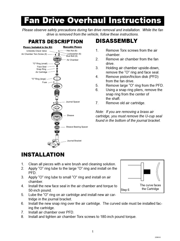 Fan Drive Overhaul Instructions: Disassembly | PDF | Máquinas ...