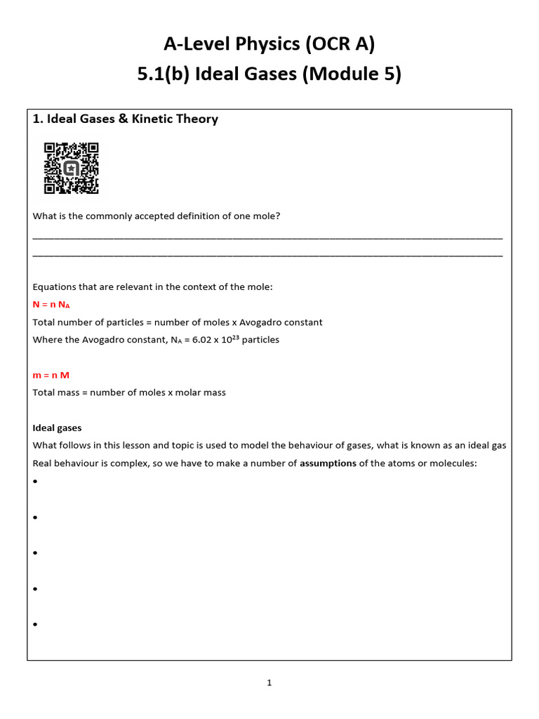 +ideal Gases (Booklet) + | PDF | Gases | Mole (Unit)