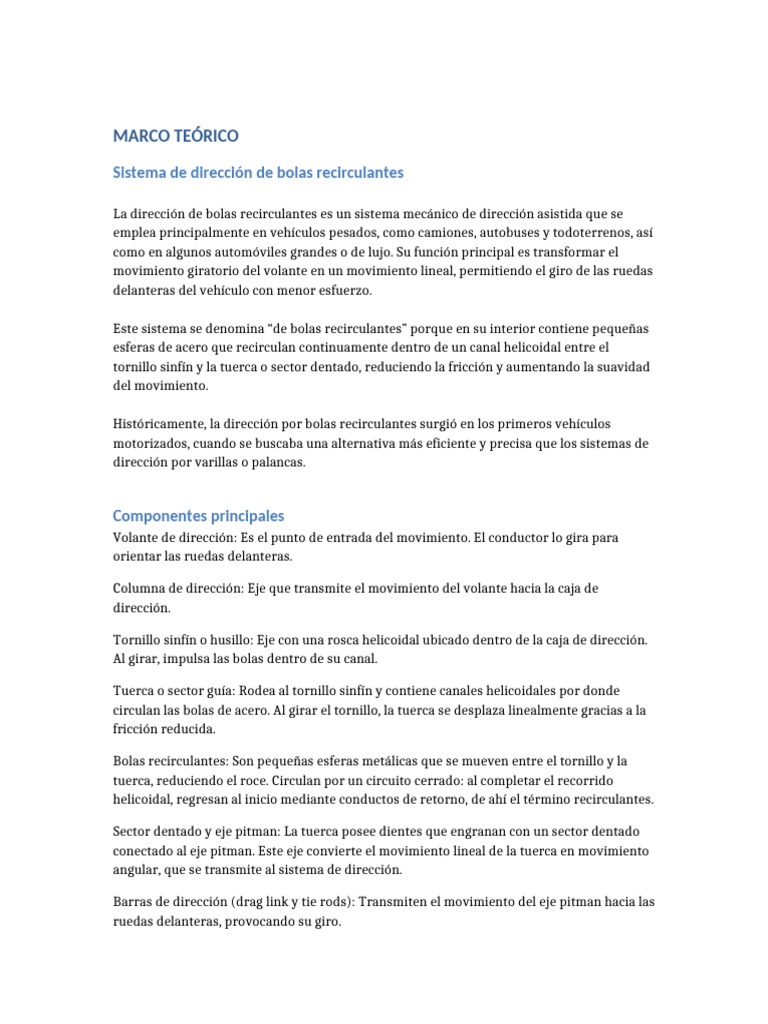 Sistema de Dirección de Bolas Recirculantes | PDF | Direccion | Eje