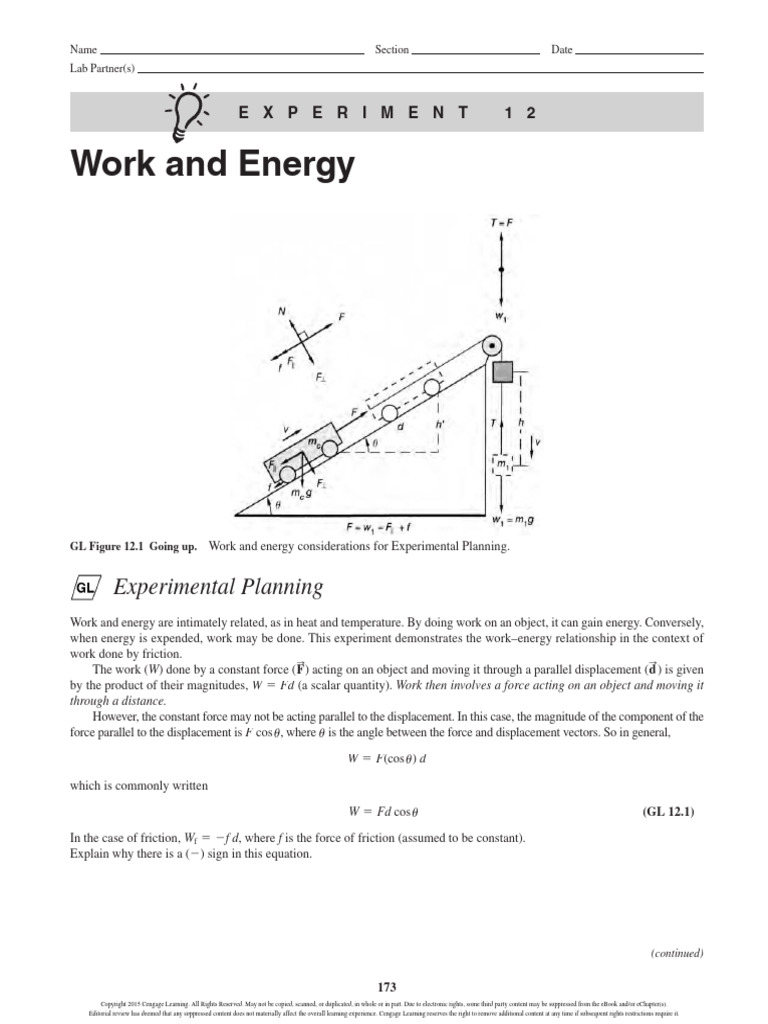 Work and Energy Experiment Guide | PDF | Force | Friction