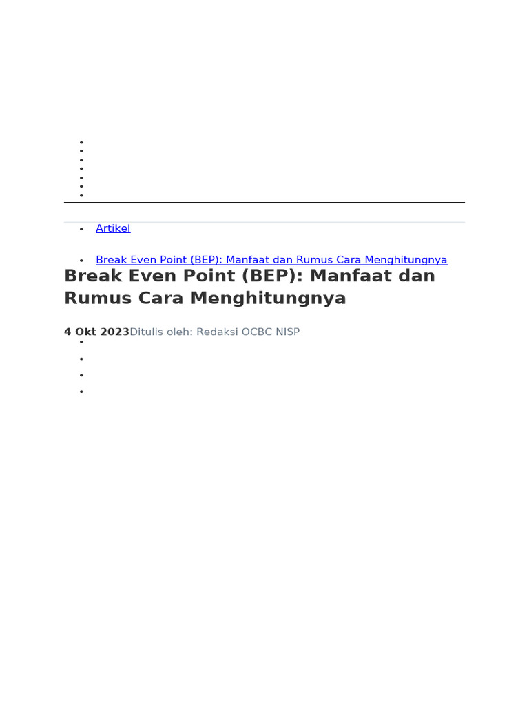 Cara Hitung Break Even Point (BEP) | PDF