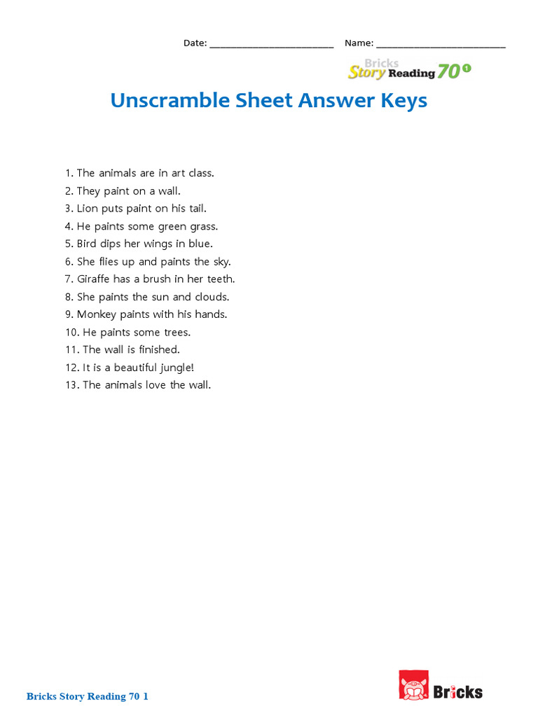 Bricks Story Reading Answer Keys | PDF