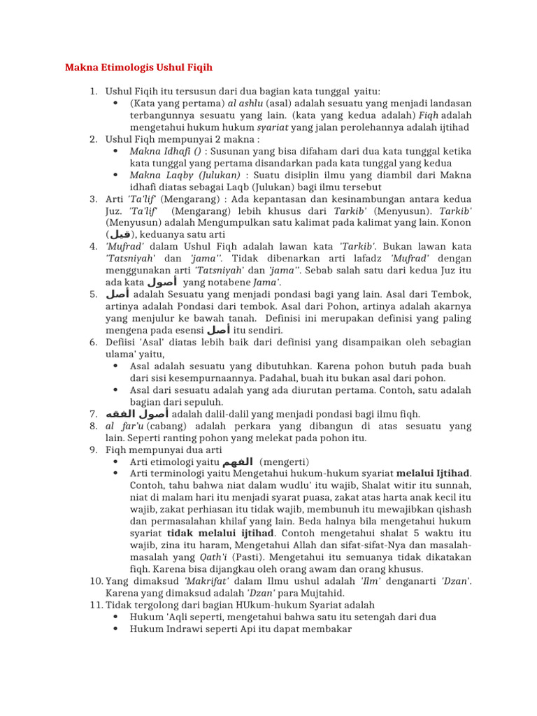 Etimologi dan Makna Ushul Fiqih | PDF