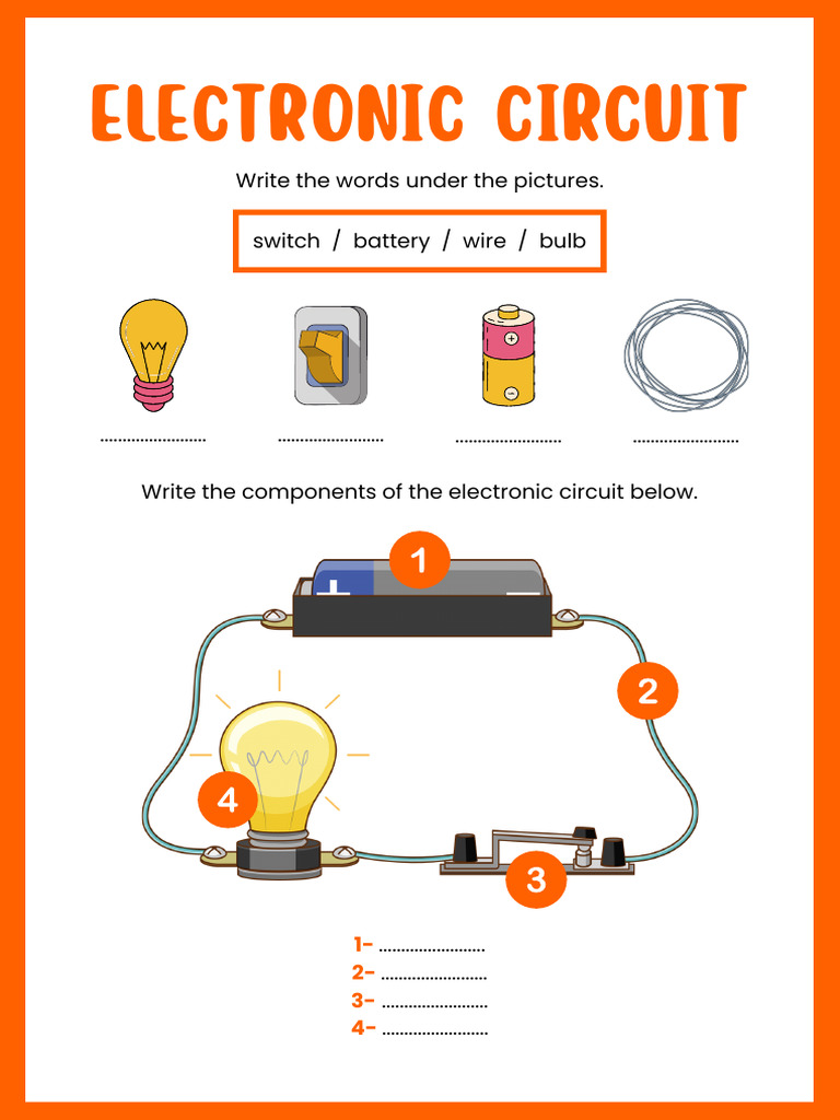 Electronic Circuit Orange White English Vocabulary Worksheet | PDF
