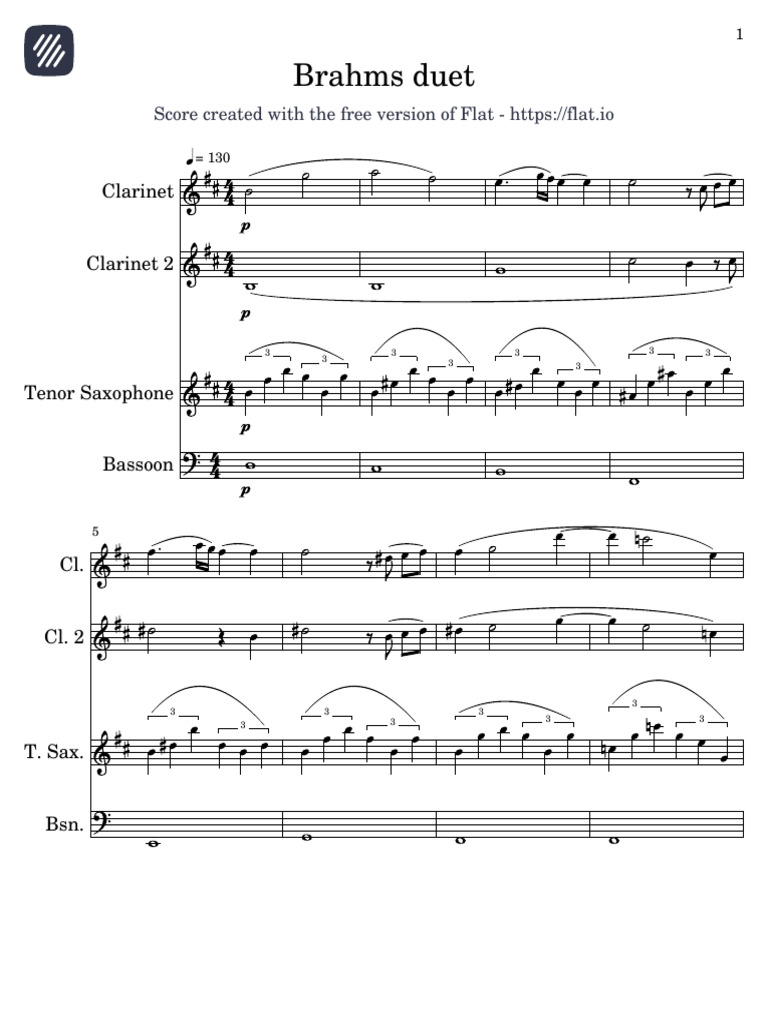 Clarinet and Saxophone Duet Score | PDF