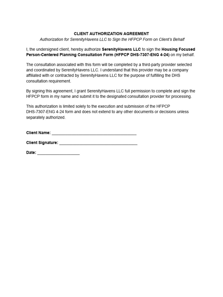 Client Authorization Agreement | PDF | Private Law | Common Law