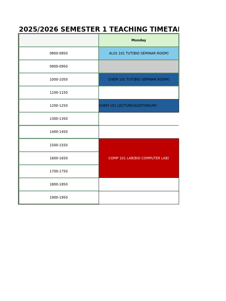 Computer Science and Software Engineering Revised Timetable | PDF