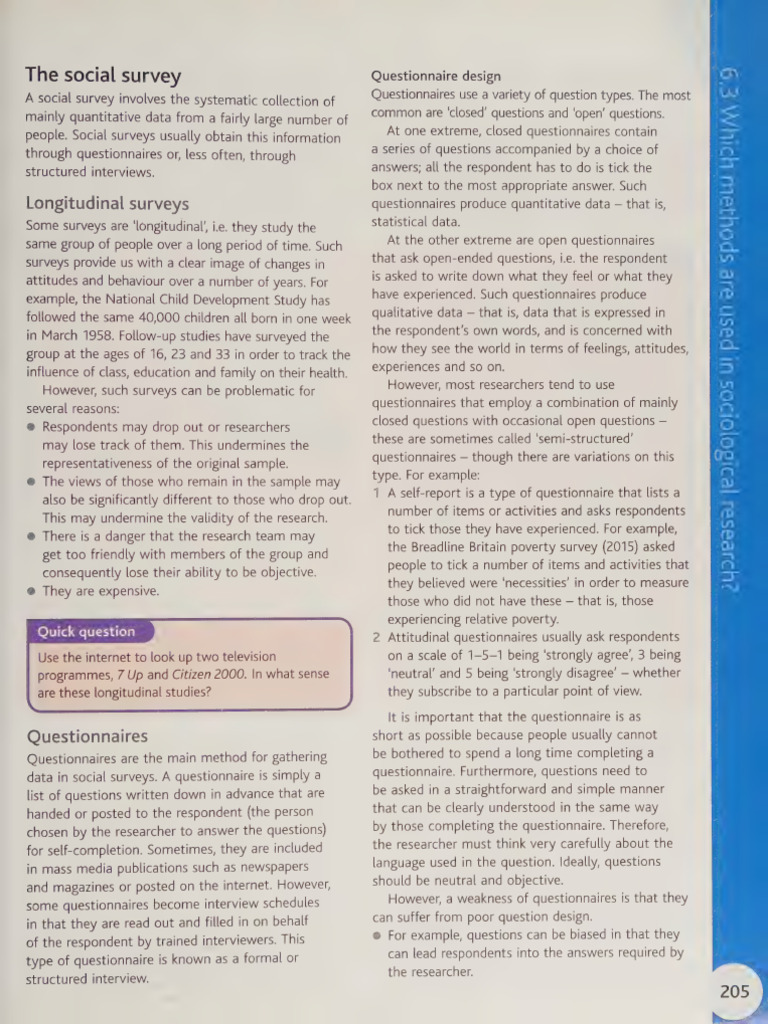 Questionnaires & Structured Interviews | PDF