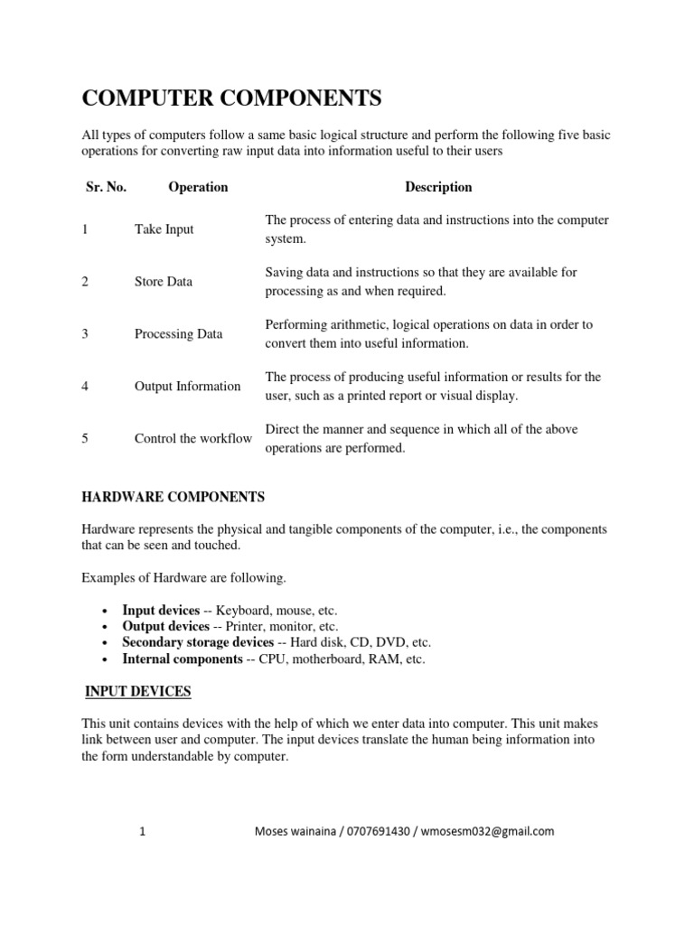 Overview of Computer Components | PDF | Random Access Memory | Computer Data Storage