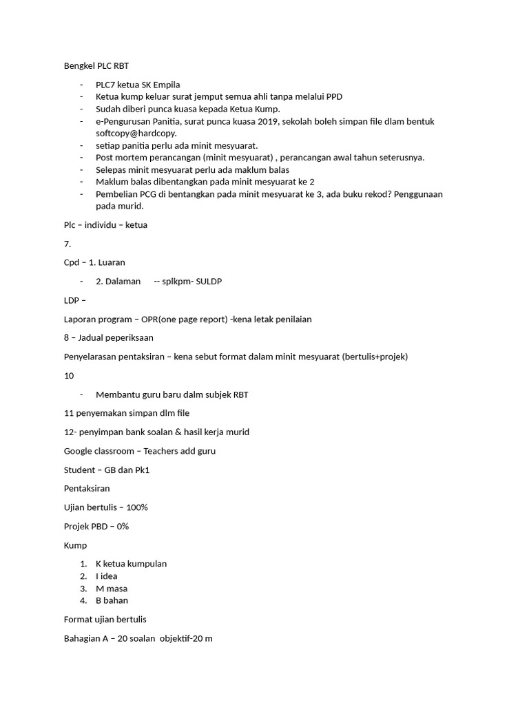 Bengkel PLC RBT 2025 | PDF
