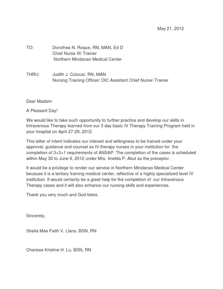 Letter of Intent | PDF | Nursing | Health Care