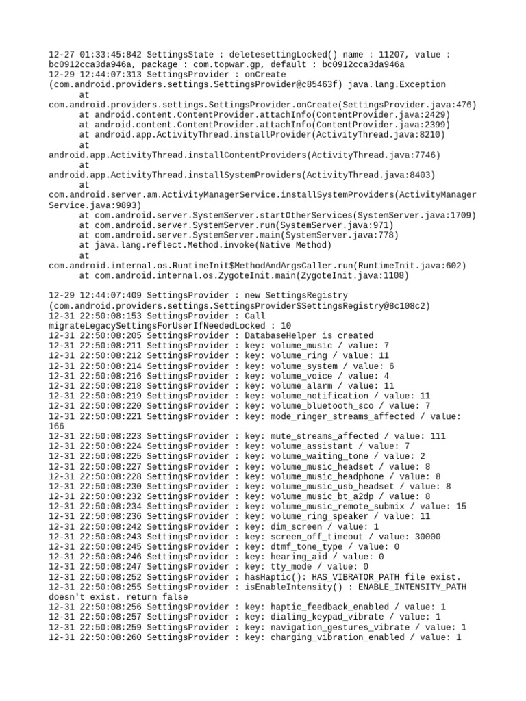 Settings Provider | PDF | Java (Programming Language) | Computing