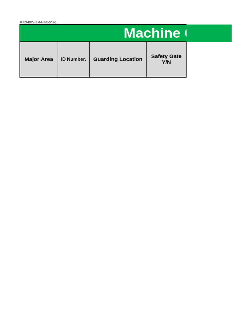 REG BEV SM HSE 002 Machine Guarding Register | PDF