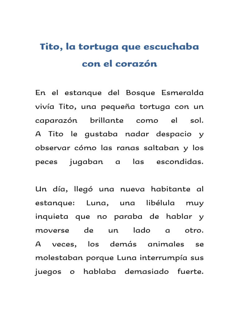 Tito La Tortuga Que Escuchaba Con El Corazon | PDF