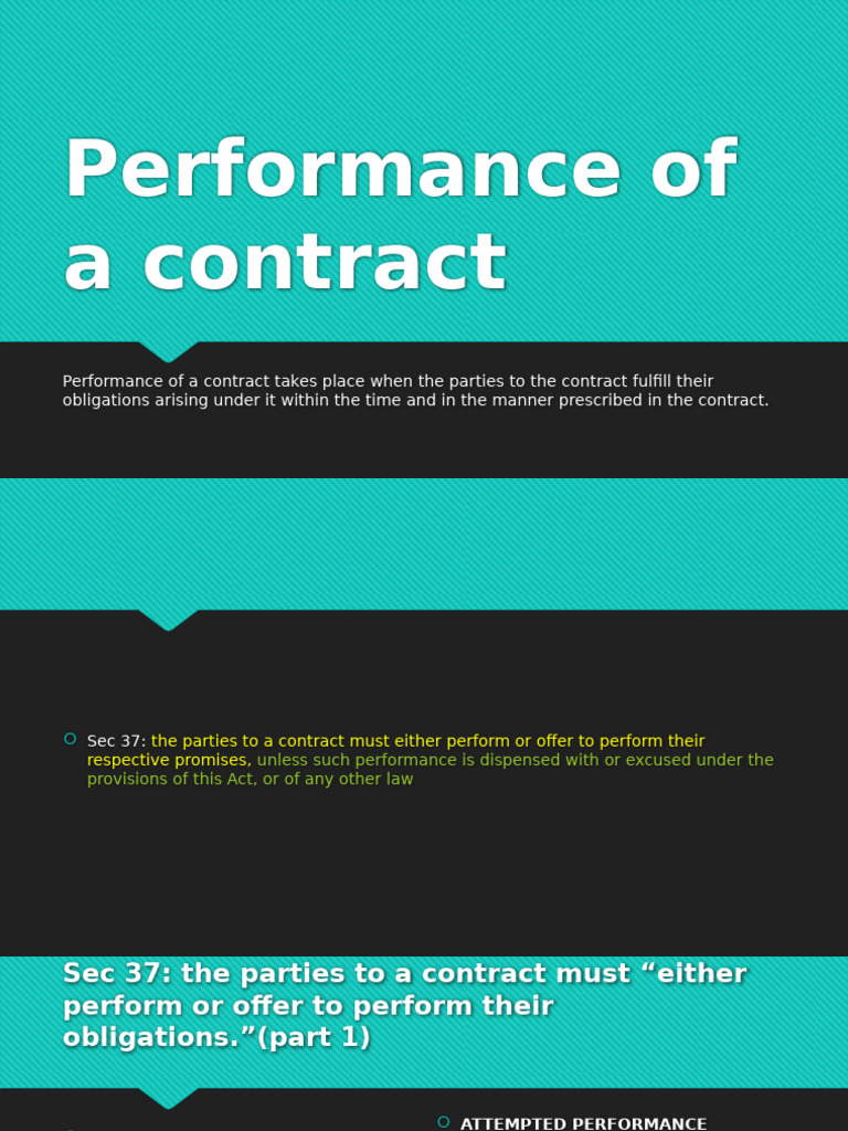 Contract Performance Essentials Explained | PDF | Breach Of Contract ...