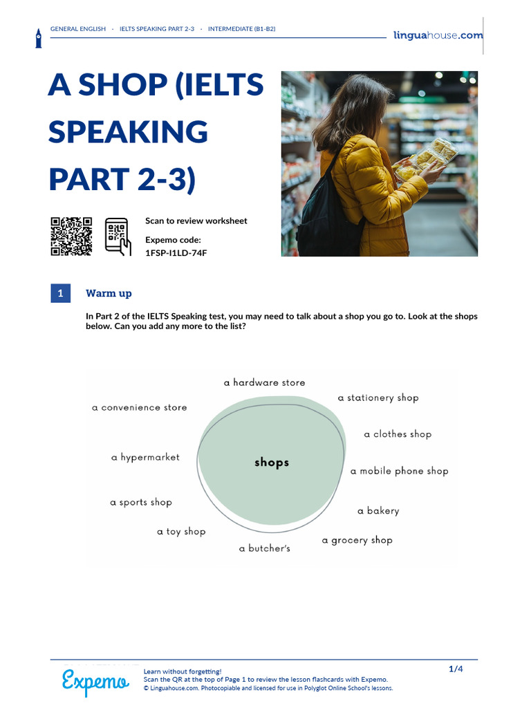 A Shop Ielts Speaking Part 2 3 British English Teacher B1 B2 | PDF