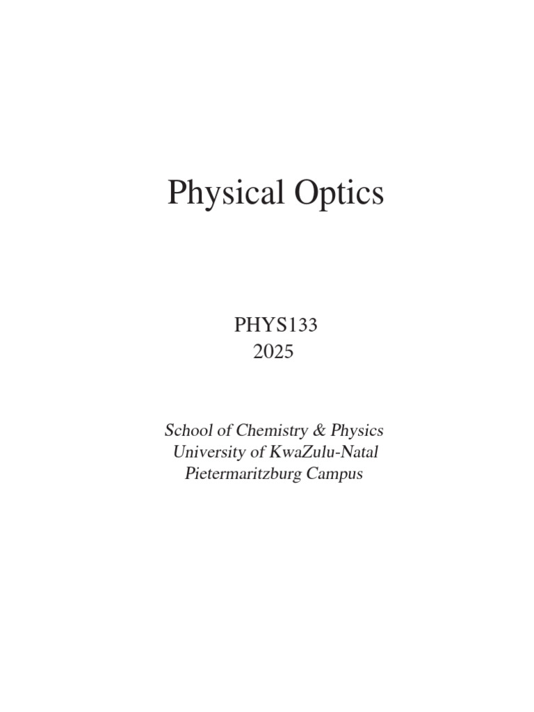 Phys133 - Physical Optics Notes | PDF | Polarization (Waves) | Diffraction