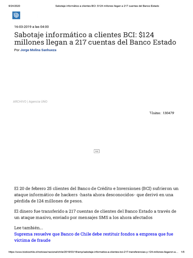 Sabotaje Informático A Clientes BCI | PDF | Ingeniería Social (Seguridad)