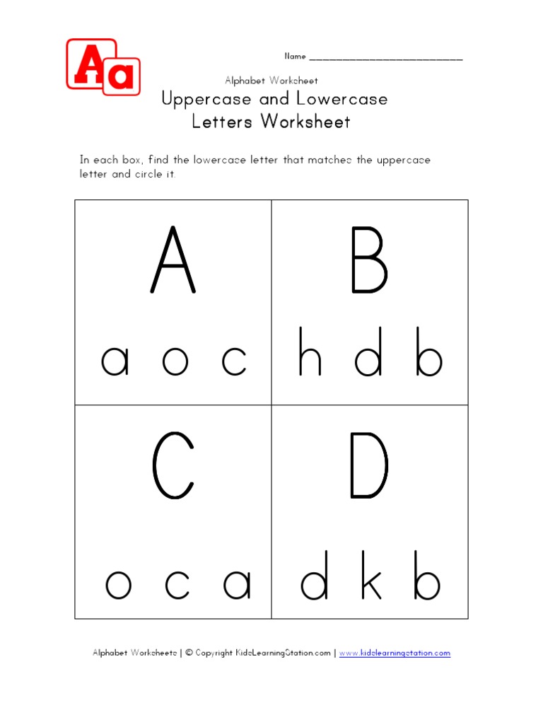 Uppercase Lowercase Worksheet ABCD | PDF