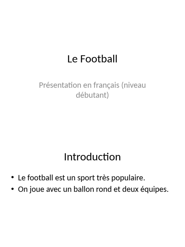 Introduction au Football pour Débutants | PDF