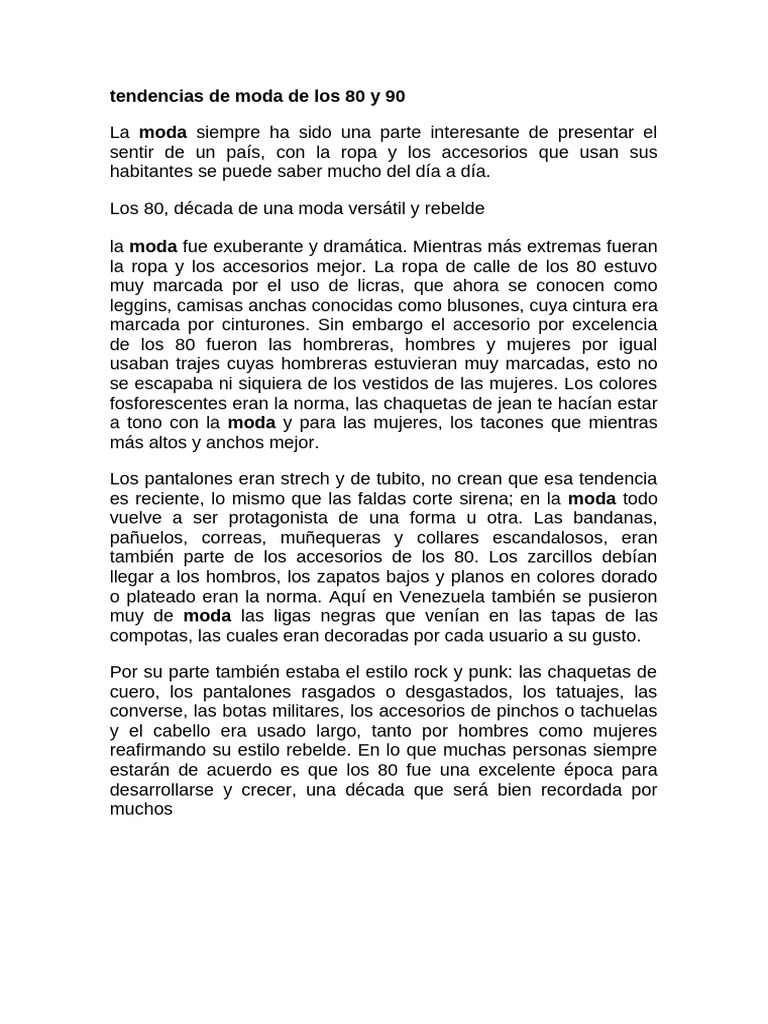 Moda de los 80 y 90: Estilos icónicos | PDF | Moda | Ropa