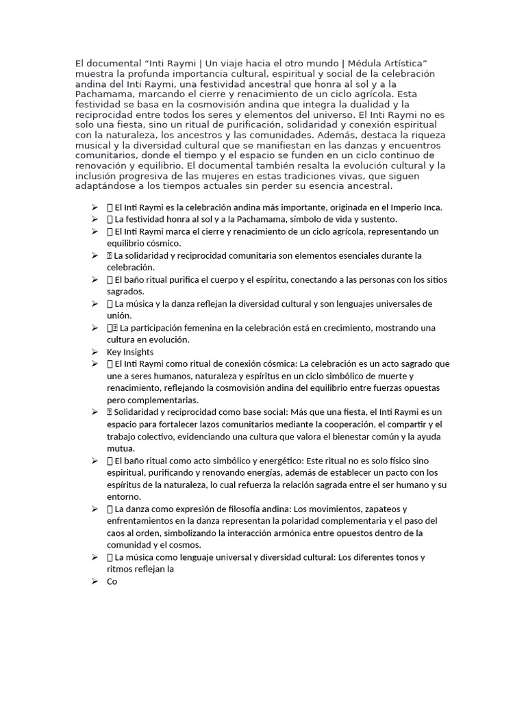 Inti Raymi | PDF | Bailes | Rituales