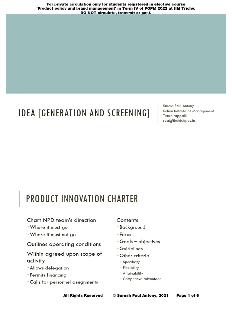 Idea Generation and Screening | PDF | Economies | Business