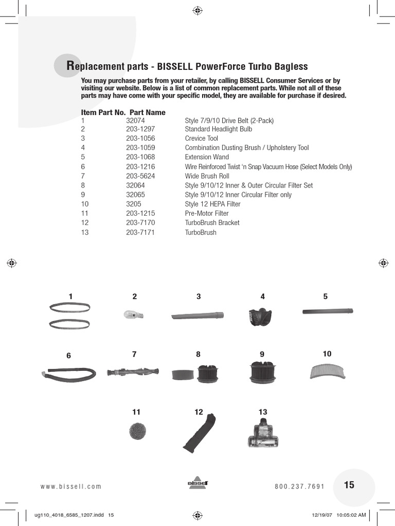 Bissel Model 6585 Replacement Parts | PDF