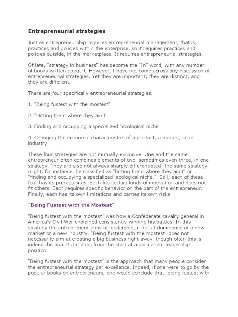Entrepreneurial Strategies | PDF | Entrepreneurship | Strategic Management