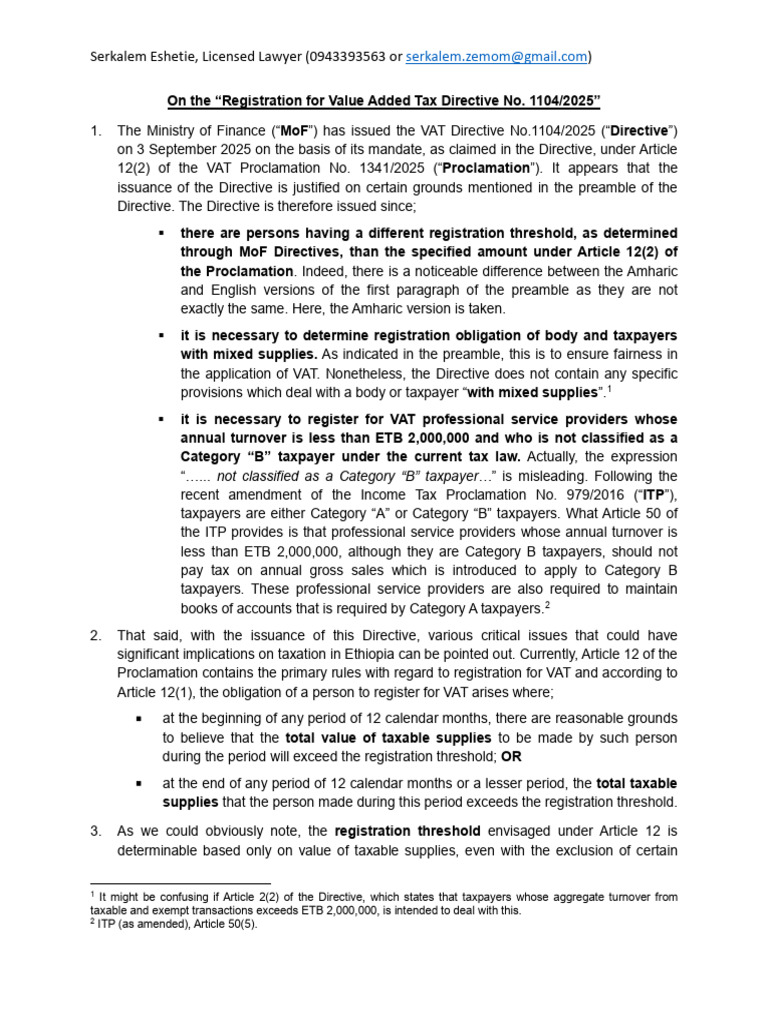 VAT Registration Directive Analysis 2025 | PDF | Taxes | Value Added Tax