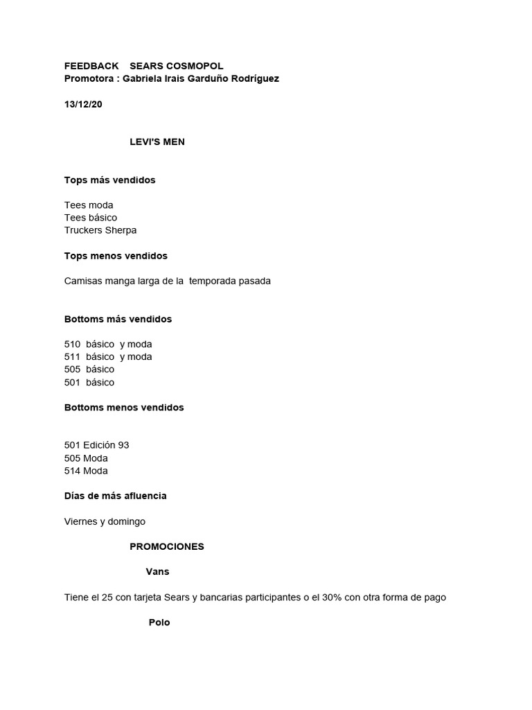 Feed Back Sears Cosmopol | PDF