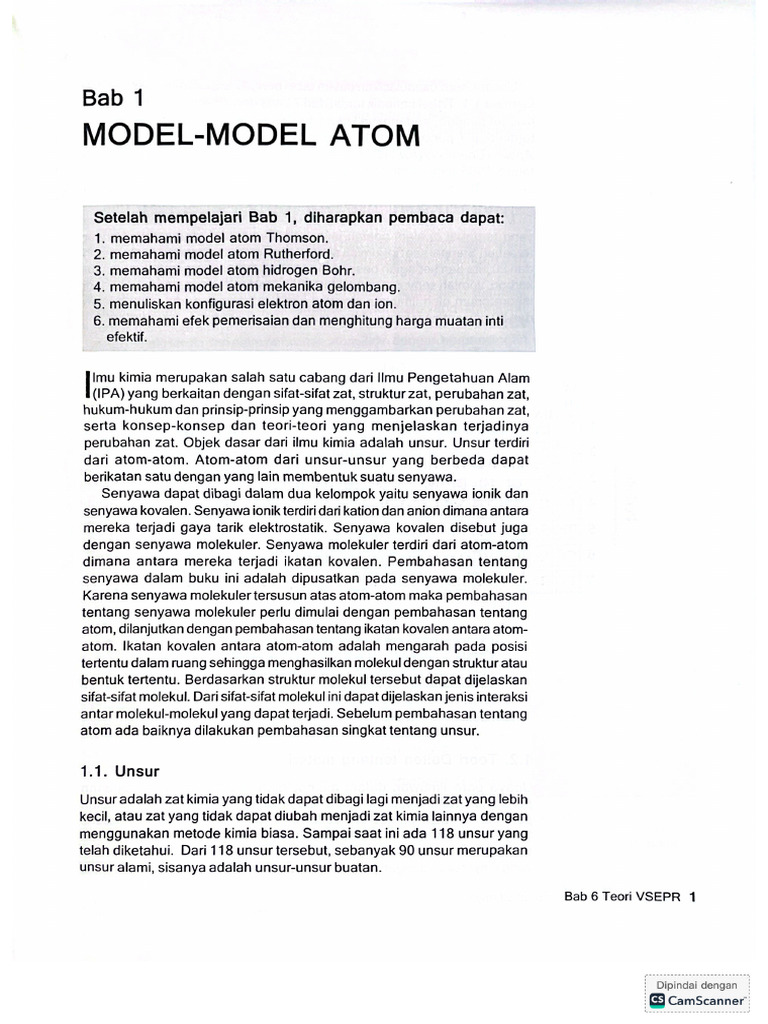 BAB 1 Model-Model Atom Bagian 1 | PDF