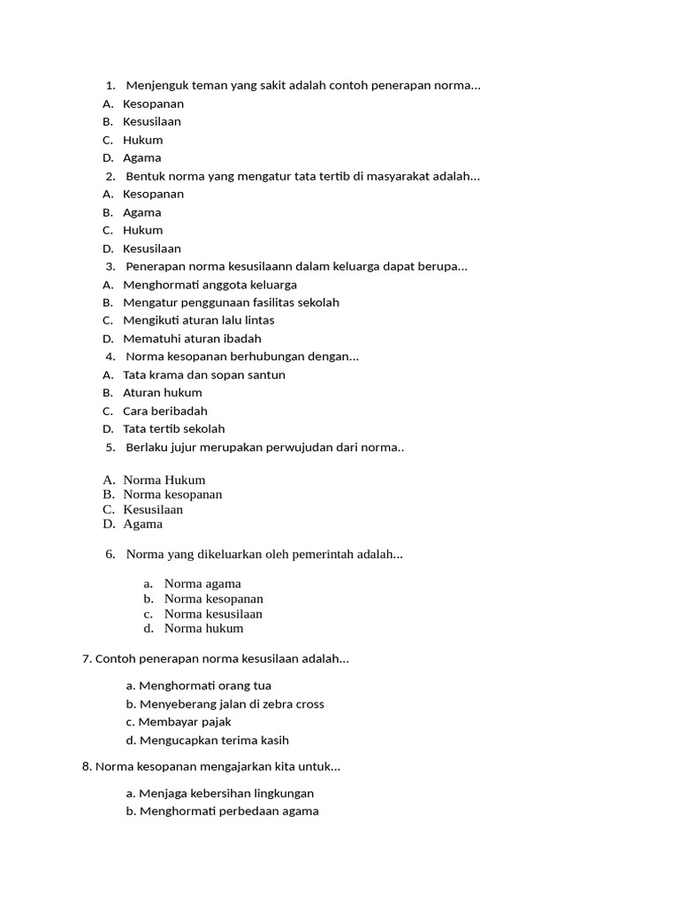 Soal Tentang Norma | PDF