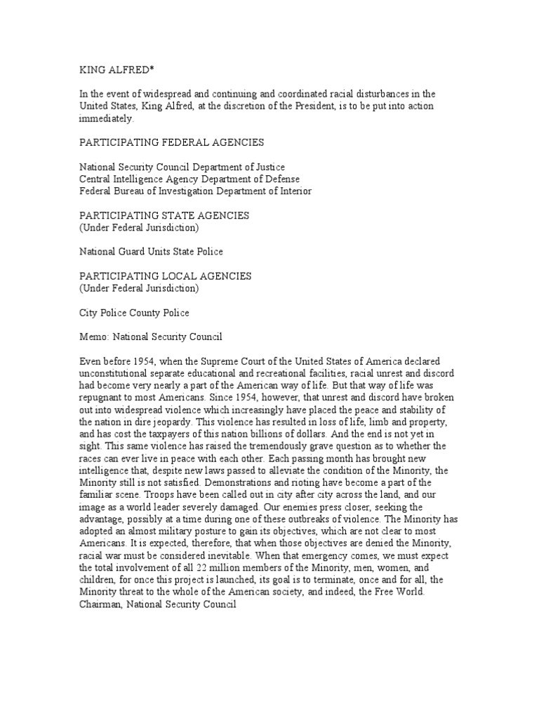 King Alfred Plan Overview | PDF | Student Nonviolent Coordinating ...