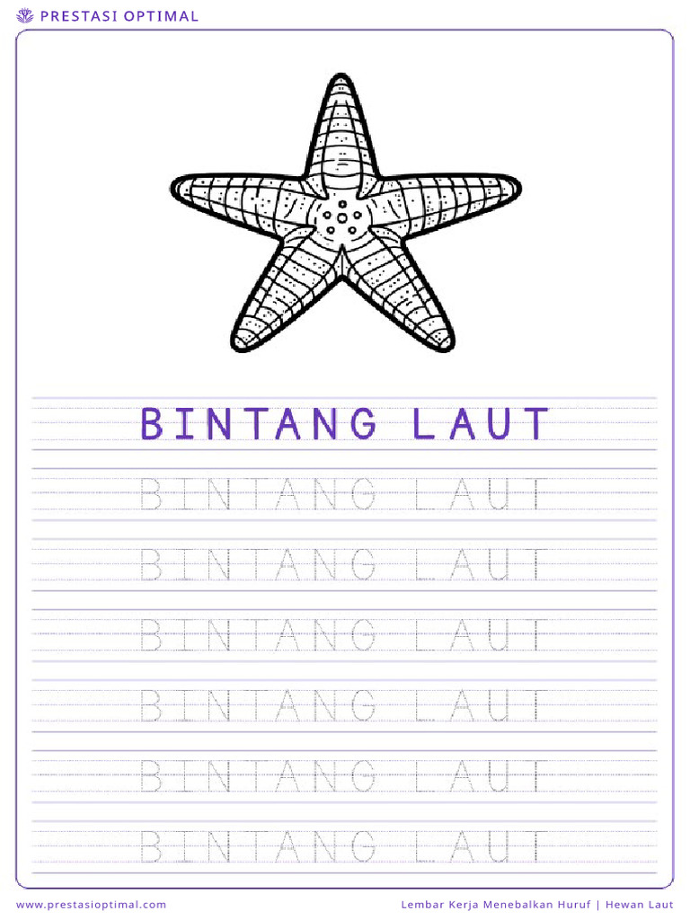 Cs 014 Lembar Kerja Menebalkan Huruf Hewan Laut | PDF