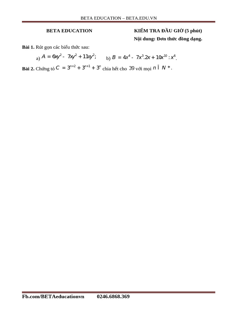 7nc2. d29. Da Thuc | PDF
