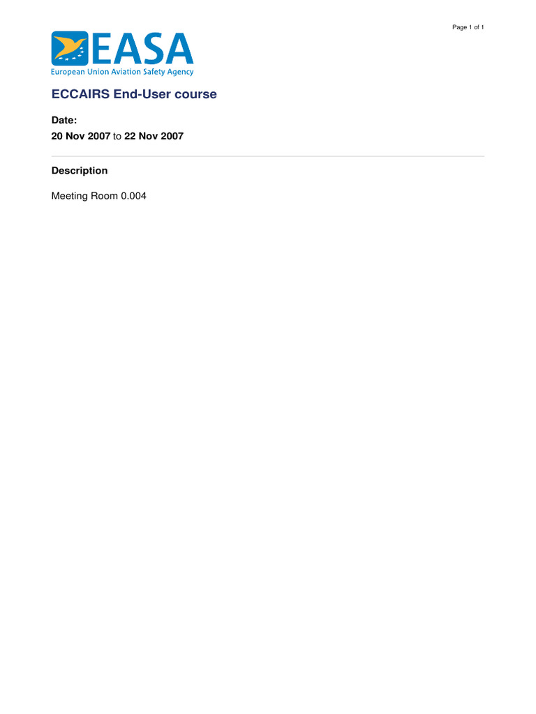 Easa - Eccairs Enduser Course | PDF