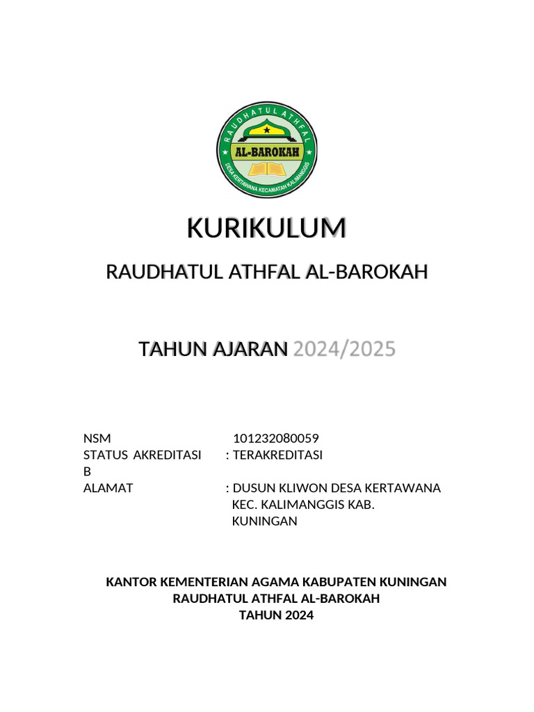 Kurikulum Ra Al-barokah 2024-Digabungkan | PDF