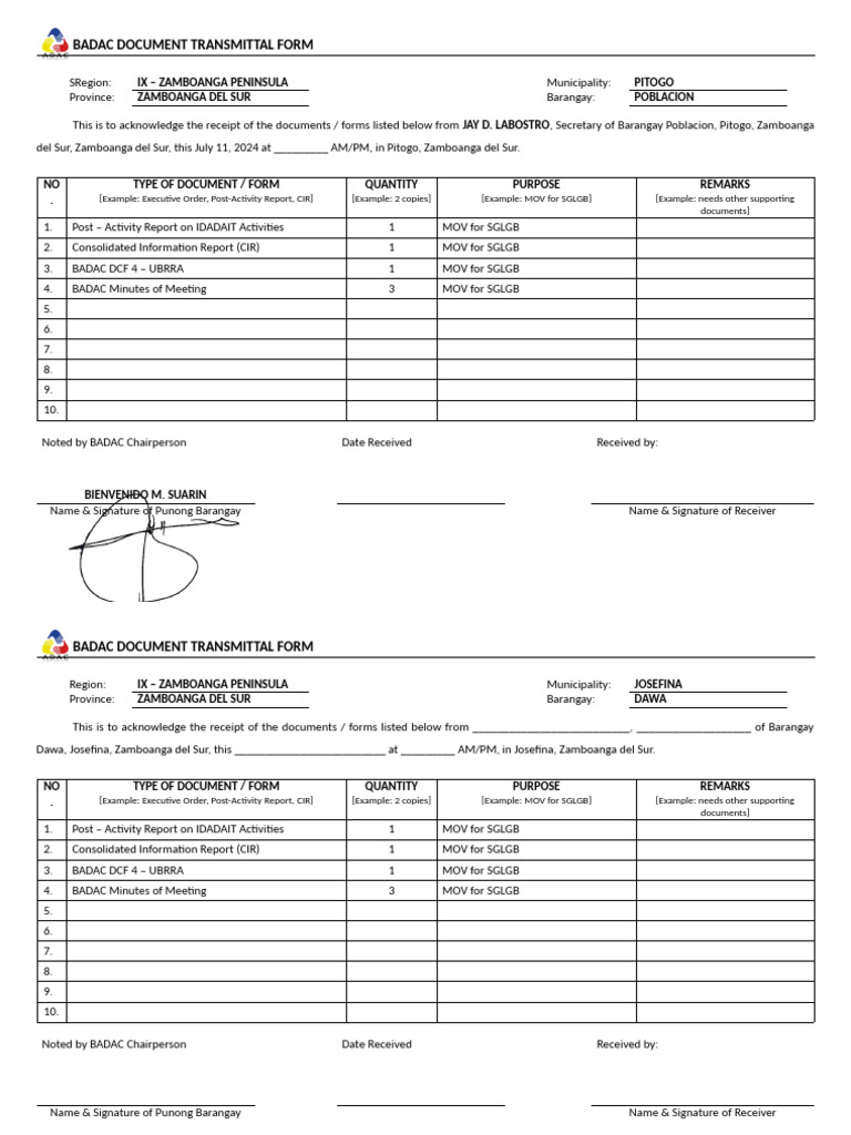 3.1.8a BADAC Transmittal Form Jul 11 2024 | PDF | Chess Openings | Chess