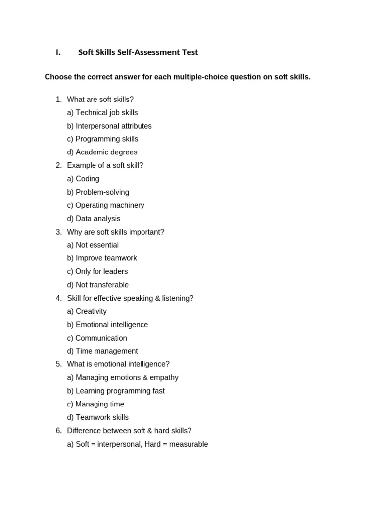 Soft Skills & Personal Growth Assessment | PDF | Skill | Creativity