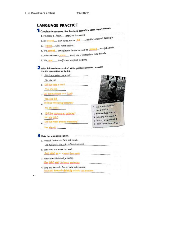 Language Practice Irregular Verbs | PDF