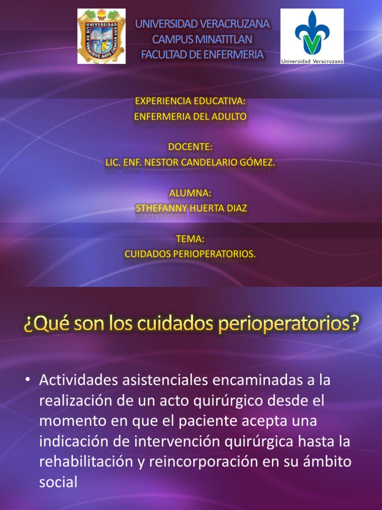 CUIDADOS PERIOPERATORIOS | Cirugía | Anestesia