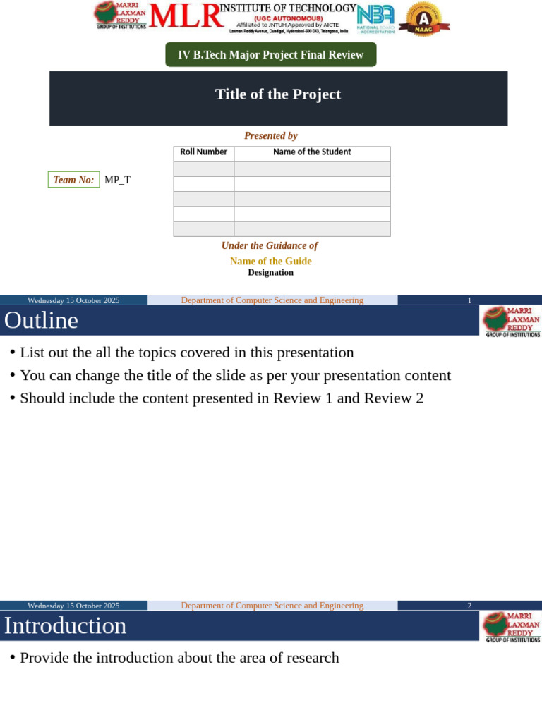 Major Project Phase-I Review-1 Presentation Template | PDF | Computing ...