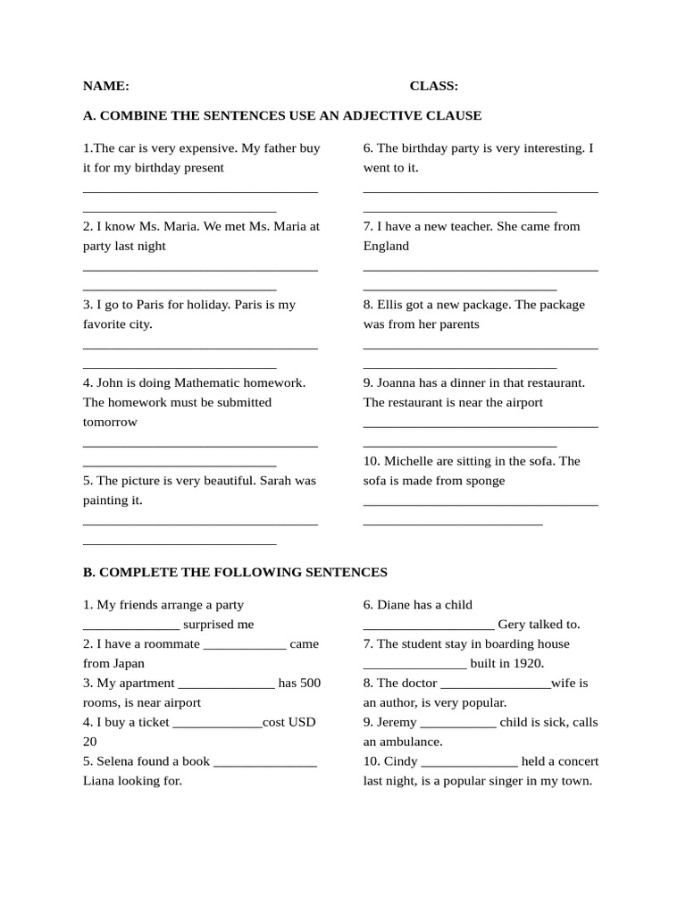 Adjective Clause Exercises and Social Media Insights | PDF | Social ...